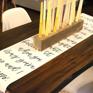 White Custom Hand Written Table Runner, Personalized Wedding Runner ...