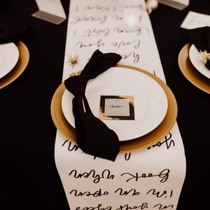 White Custom Hand Written Table Runner, Personalized Wedding Runner ...