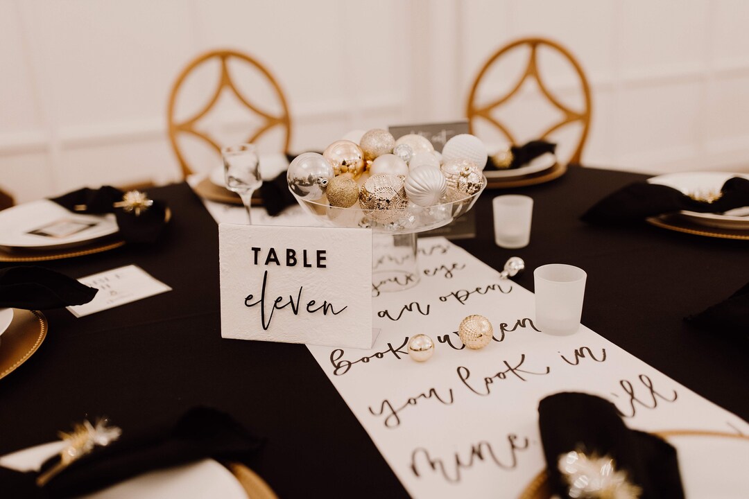 White Custom Hand Written Table Runner, Personalized Wedding Runner ...