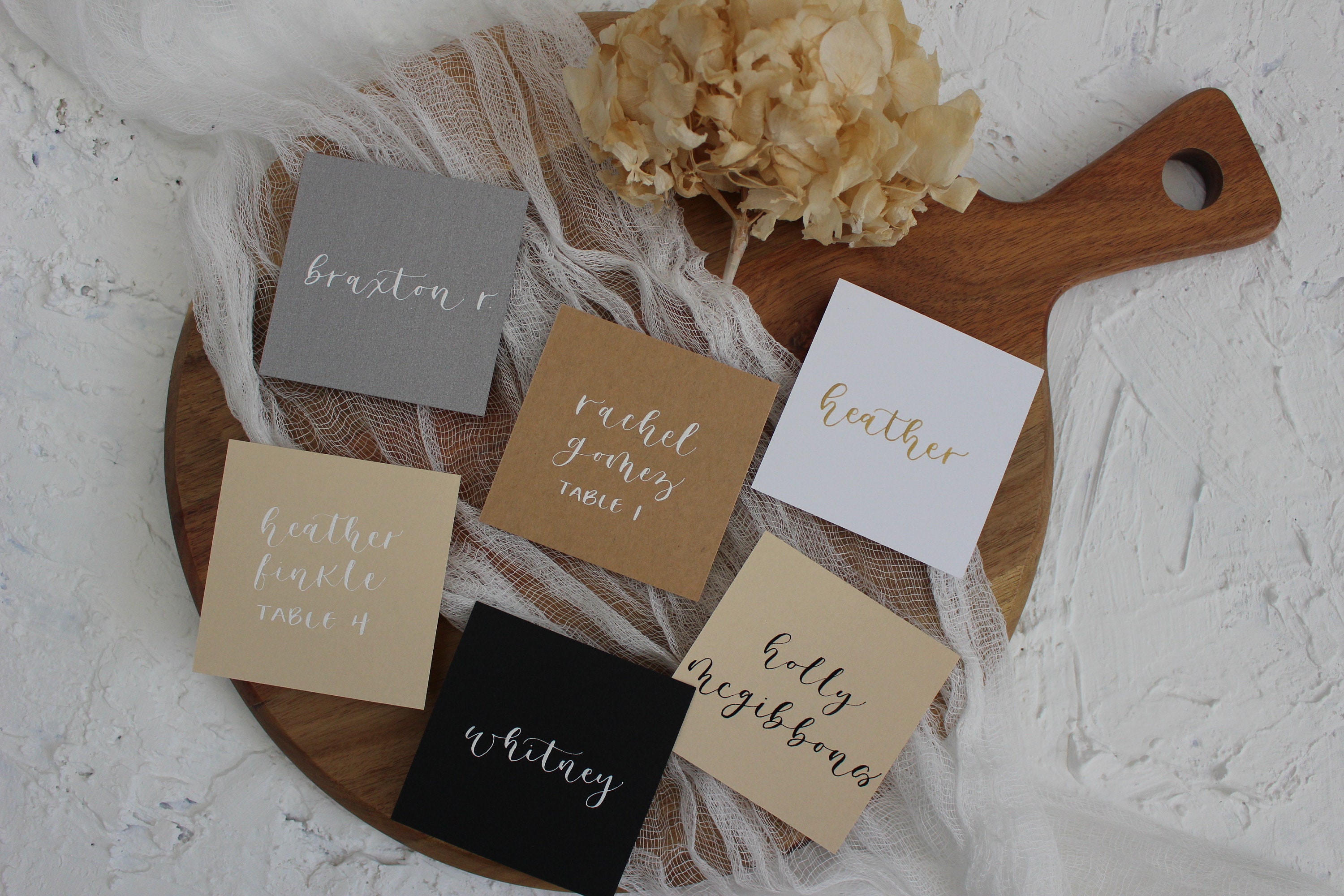 Simple Place Cards, Place Setting Cards, Square Name Cards, Minimal ...