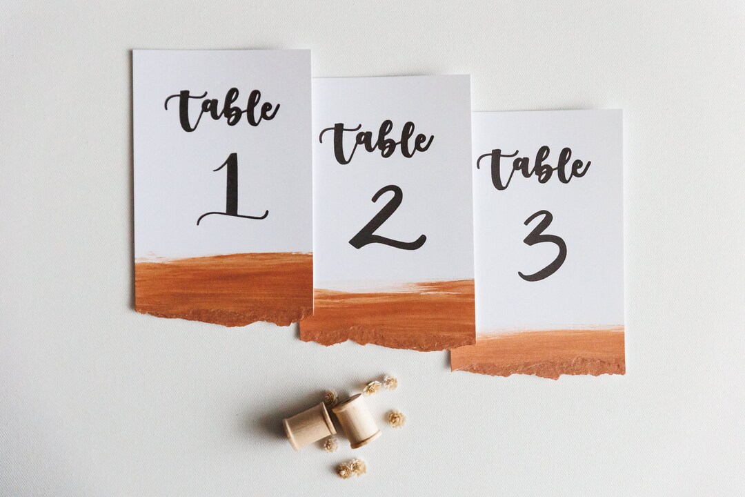 Copper Table Numbers, Deckled Edge, Torn Edge Paper, Unique Table ...