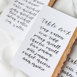 Table Assignments, Gold Leaf Deckled Edge Paper, Wedding Calligraphy ...