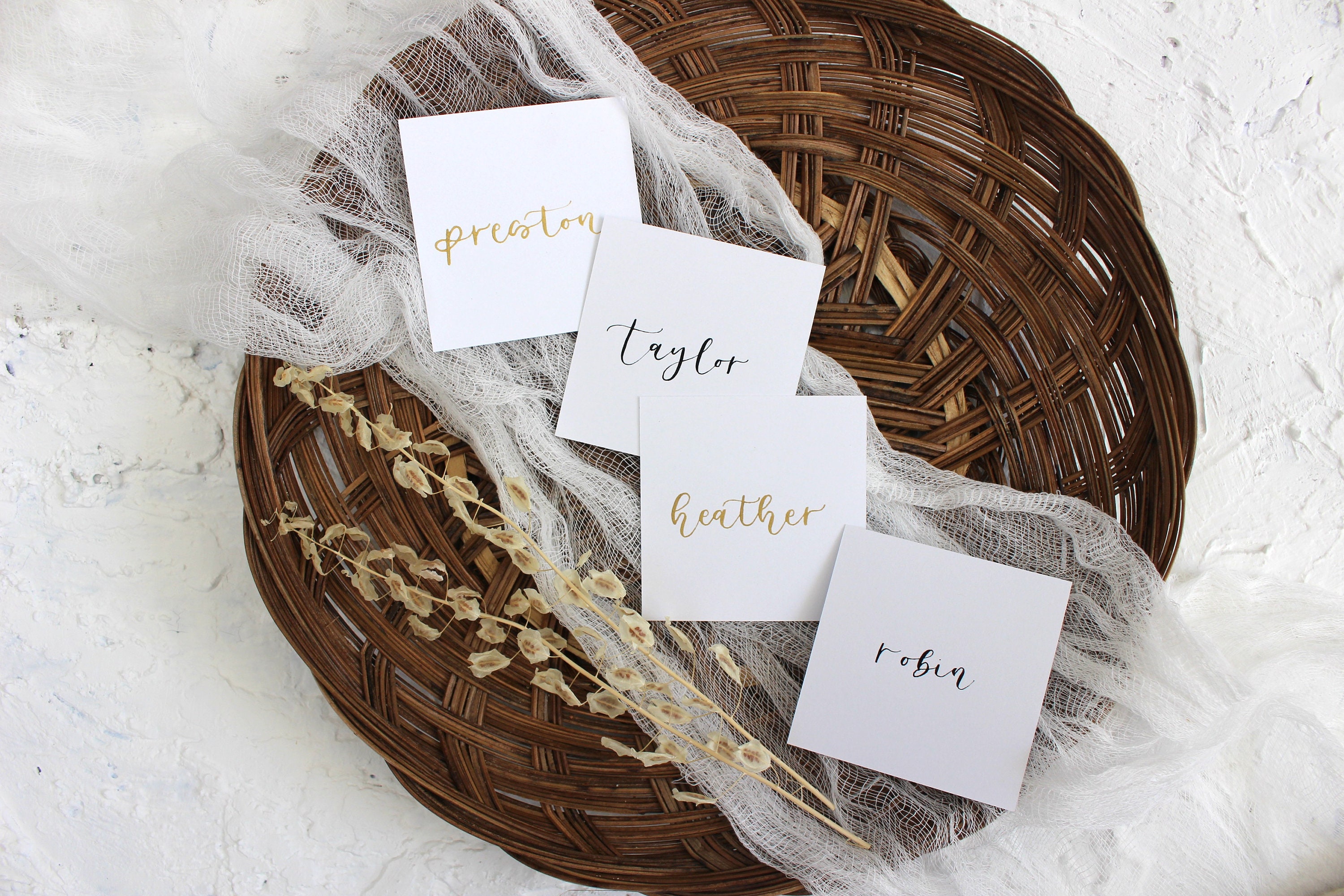 Simple Place Cards, Place Setting Cards, Square Name Cards, Minimal ...