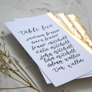 Table Assignments, Gold Leaf Deckled Edge Paper, Wedding Calligraphy ...