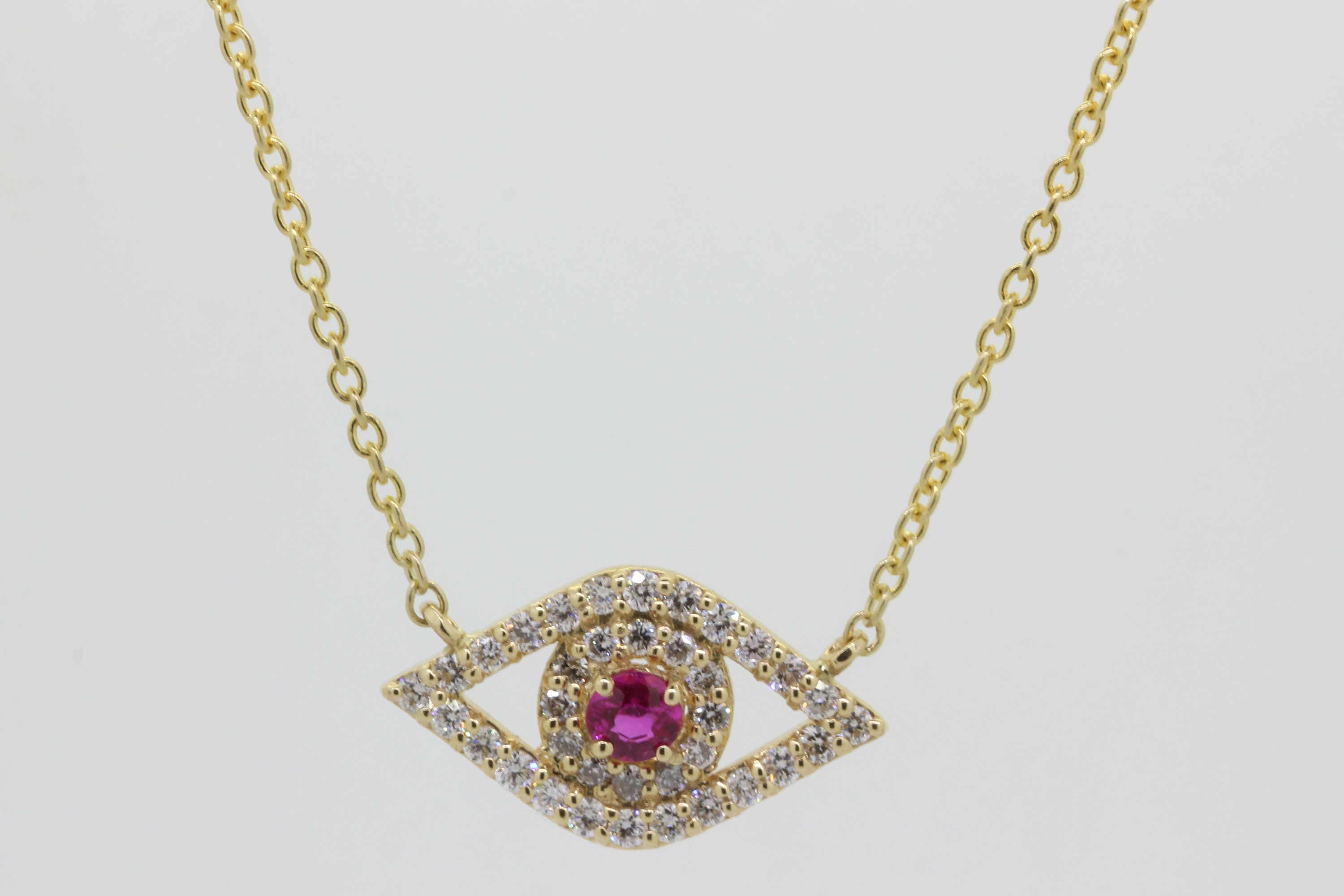 Red Ruby Evil Eye Necklace - Etsy