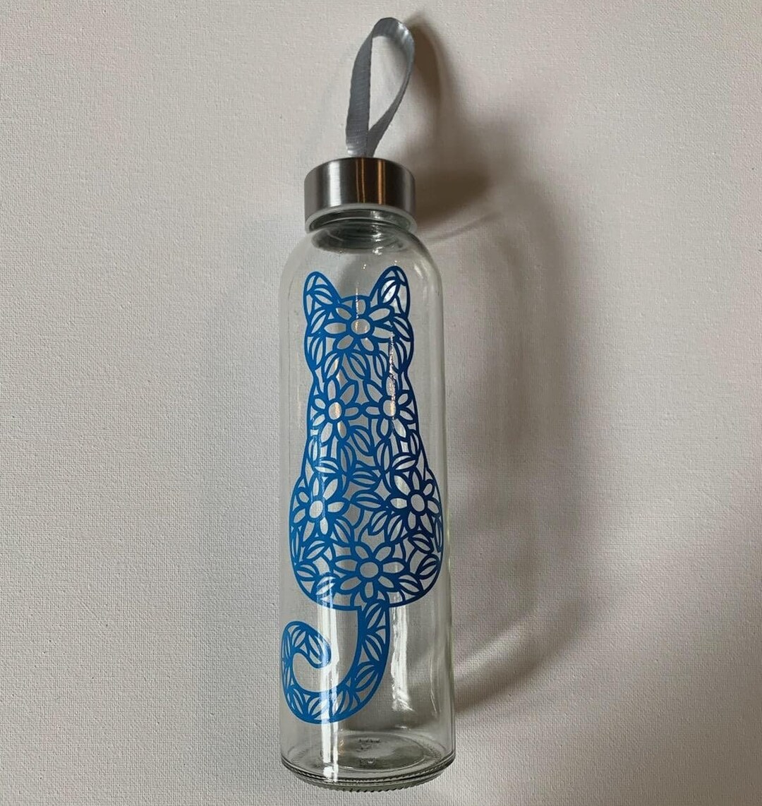 Flower Cat Glass Bottle - Etsy
