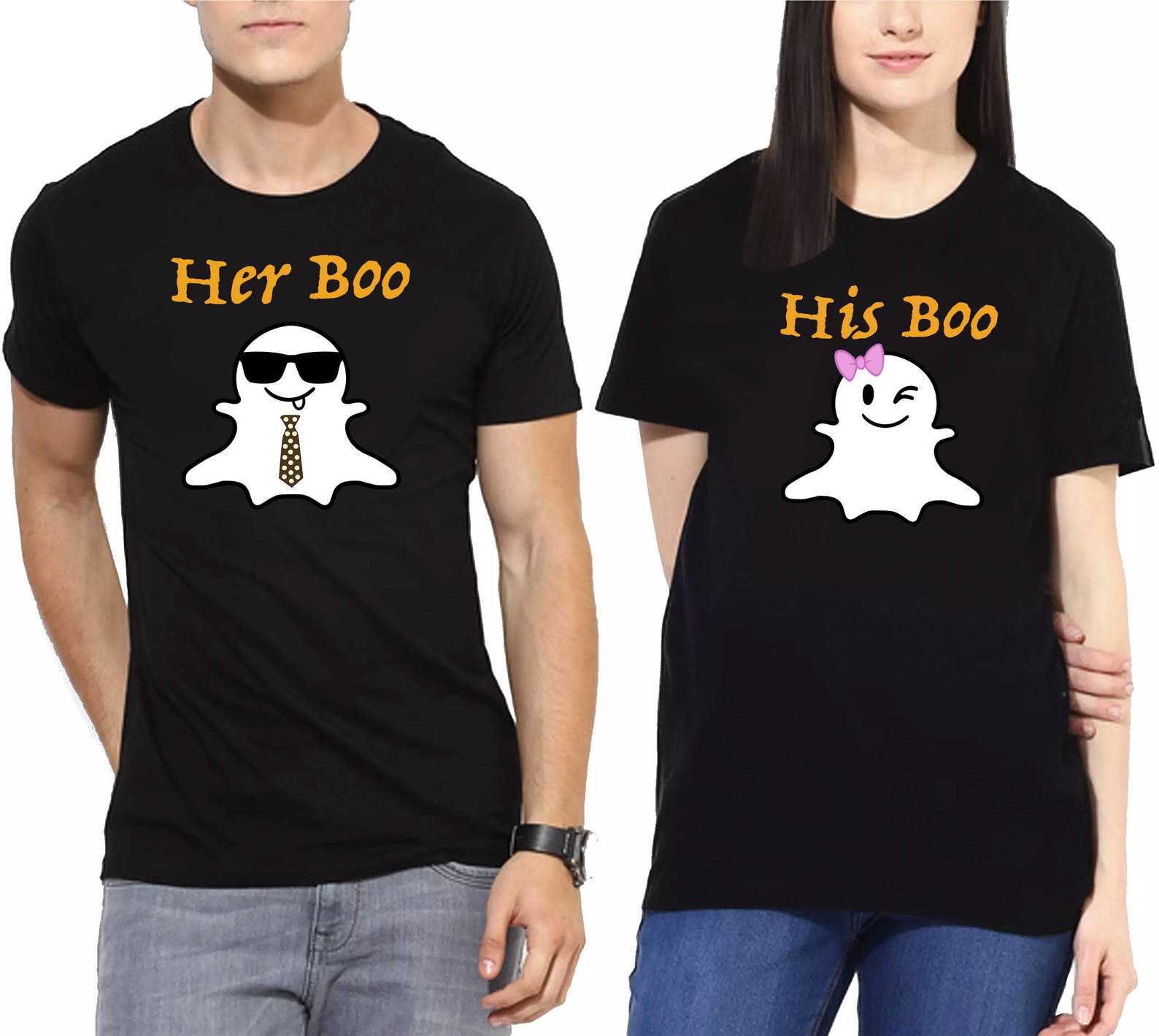 His Boo Her Boo Spooky Ghost Cute Halloween Couple Matching Lovers T ...
