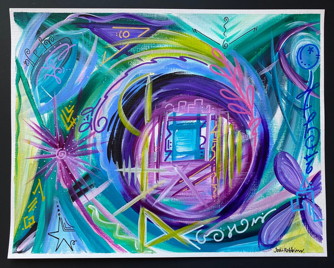 Unicorn Light Codes, Abstract Acrylic Painting With Playful, Magical ...