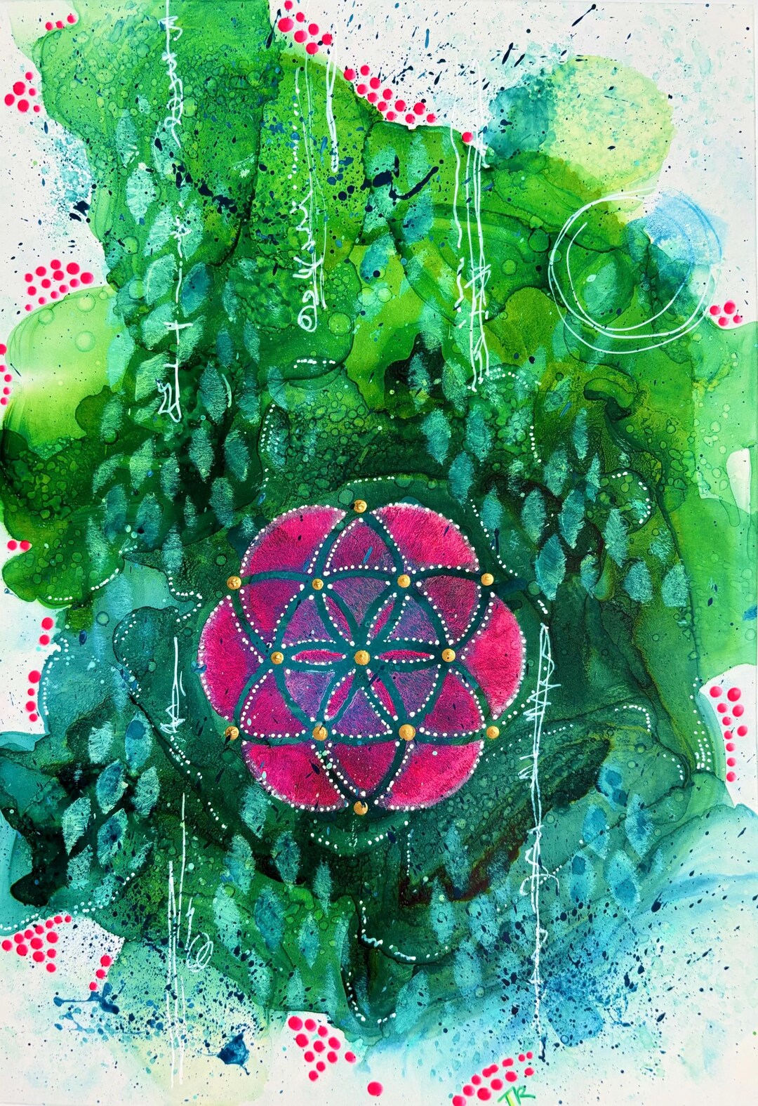 Mount Fuji, Original Alcohol Ink Painting on Paper 7x10, Light Language ...