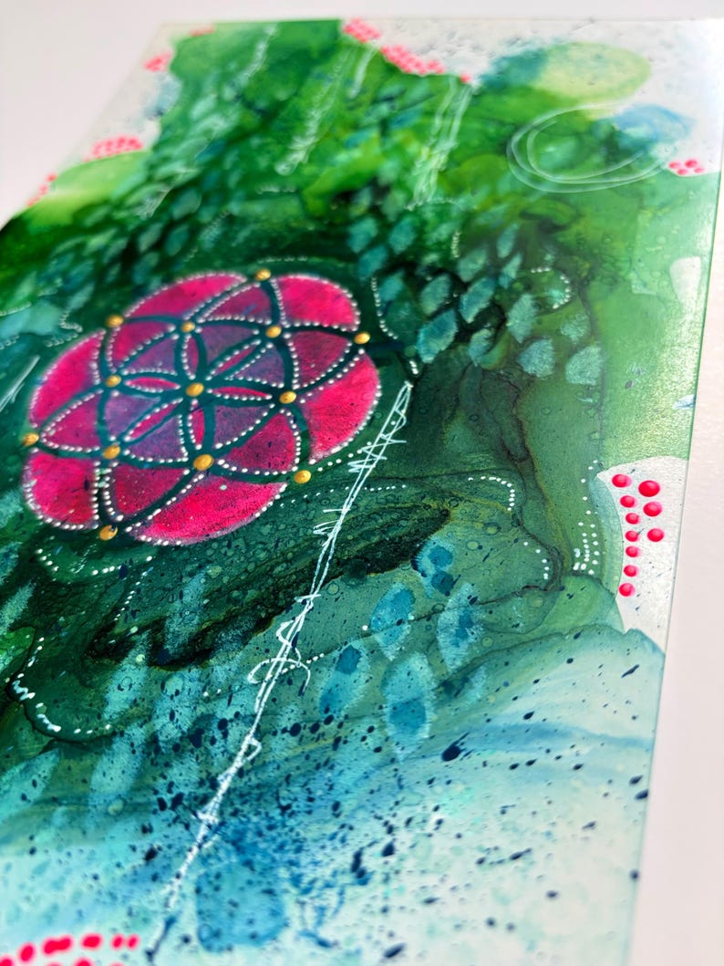 Mount Fuji, Original Alcohol Ink Painting on Paper 7x10, Light Language ...