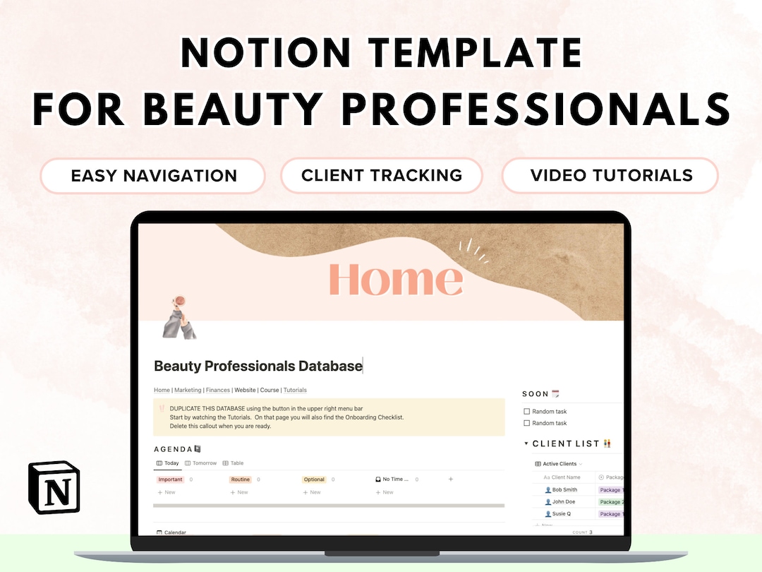 Notion Template for Beauty Professionals Digital Planner to - Etsy