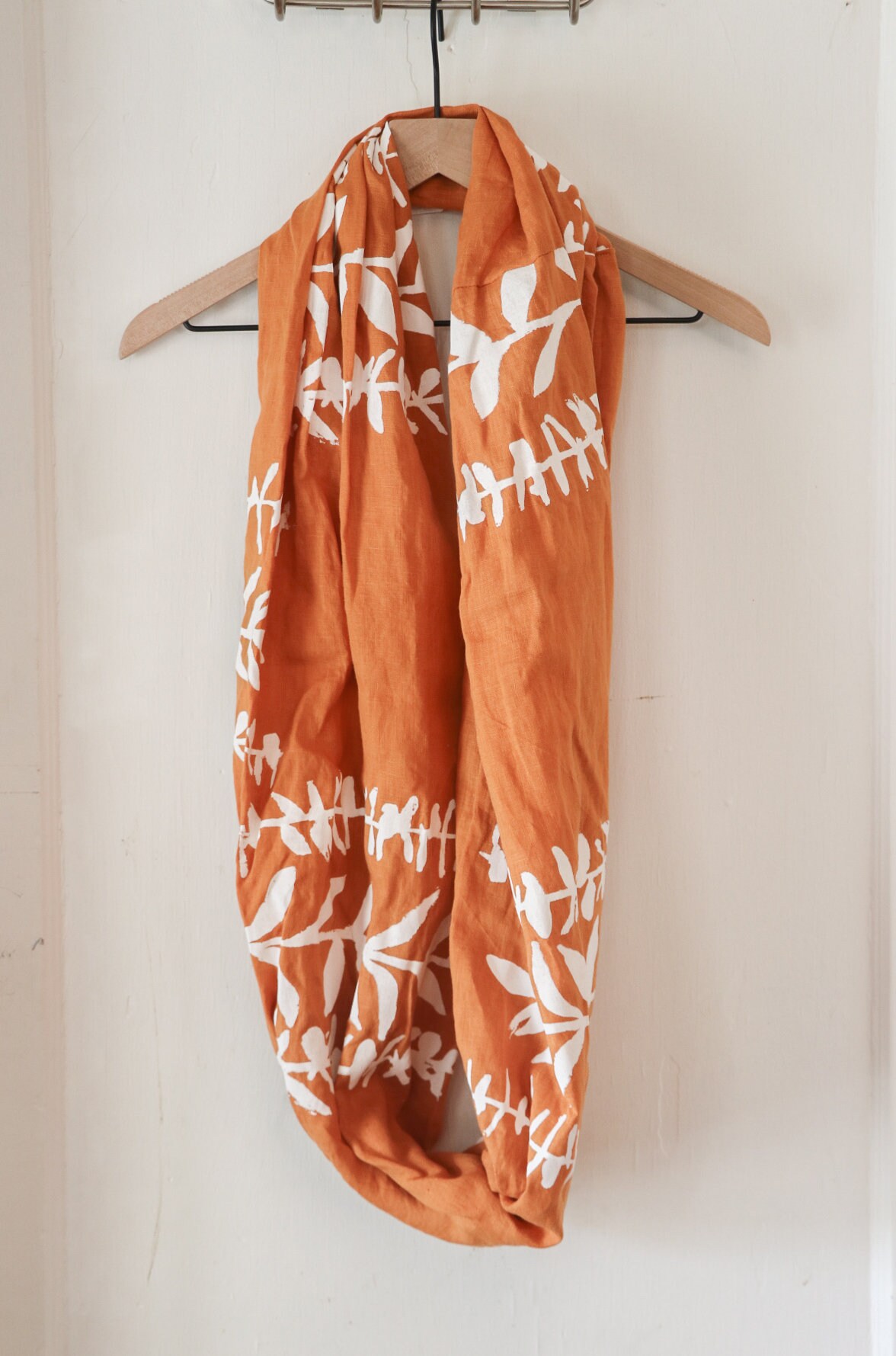 Infinity Scarf Linen Infinity Scarf Orange Infinity Scarf | Etsy