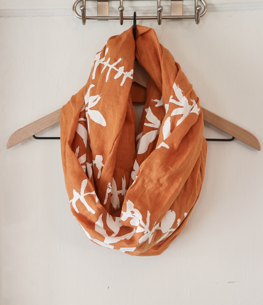 Infinity Scarf Linen Infinity Scarf Orange Infinity Scarf Linen Women's ...