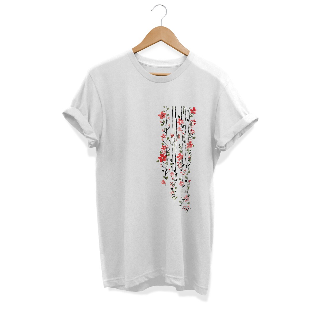 CHINESE FLOWER ART Tshirt japanese Style T-shirtkanji Scriptjapan ...