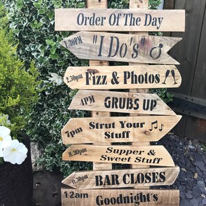 Personalised Order of the Day Wedding Sign Post. Rustic Signs ...