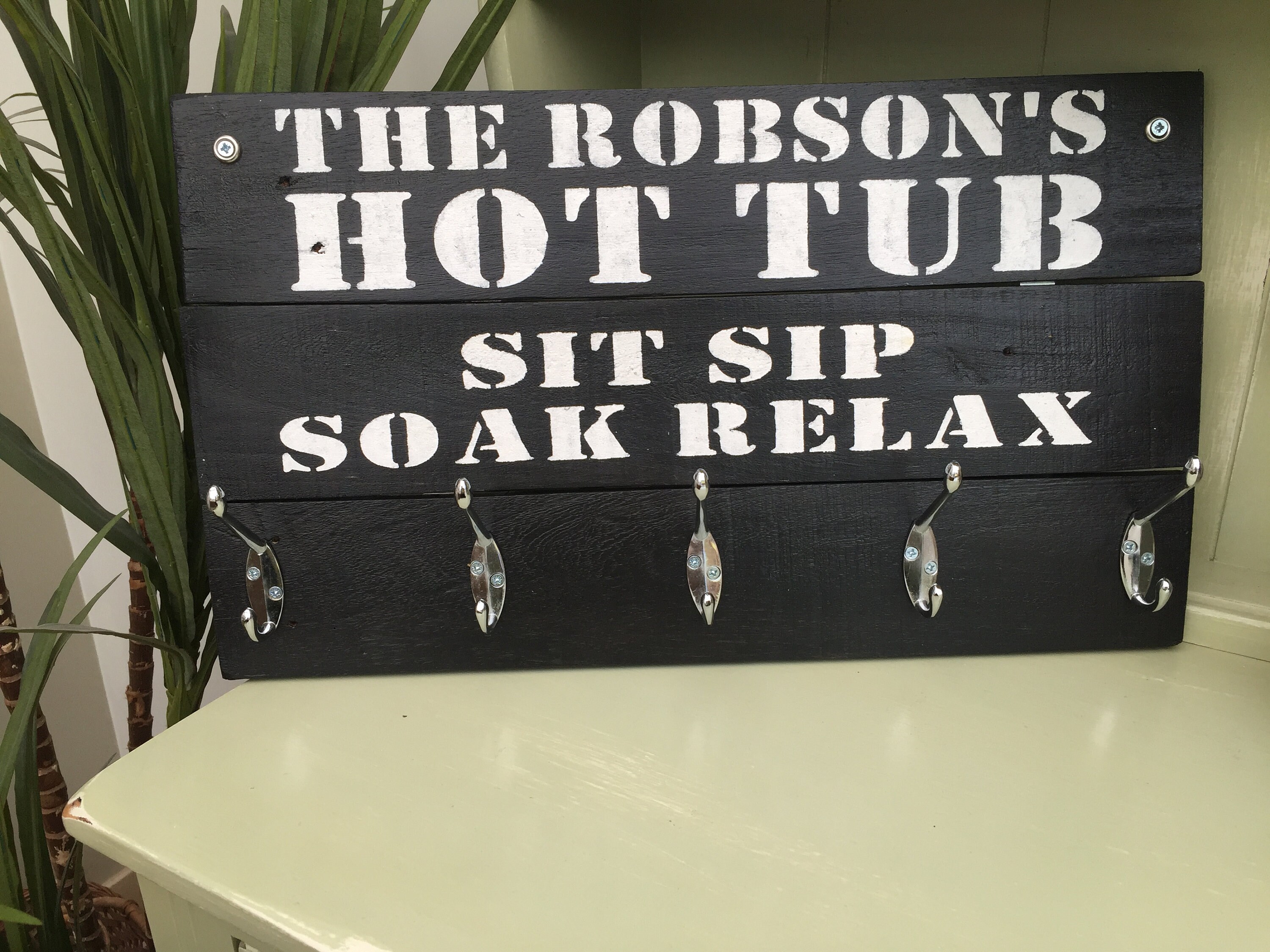 Personalised Hot Tub Signs. Hand Made Reclaimed Timber Sign With 4 ...