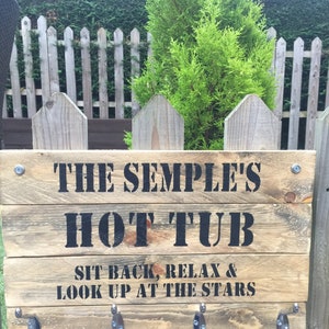 Personalised Hot Tub Signs. Hand Made Reclaimed Timber Sign With 4 ...