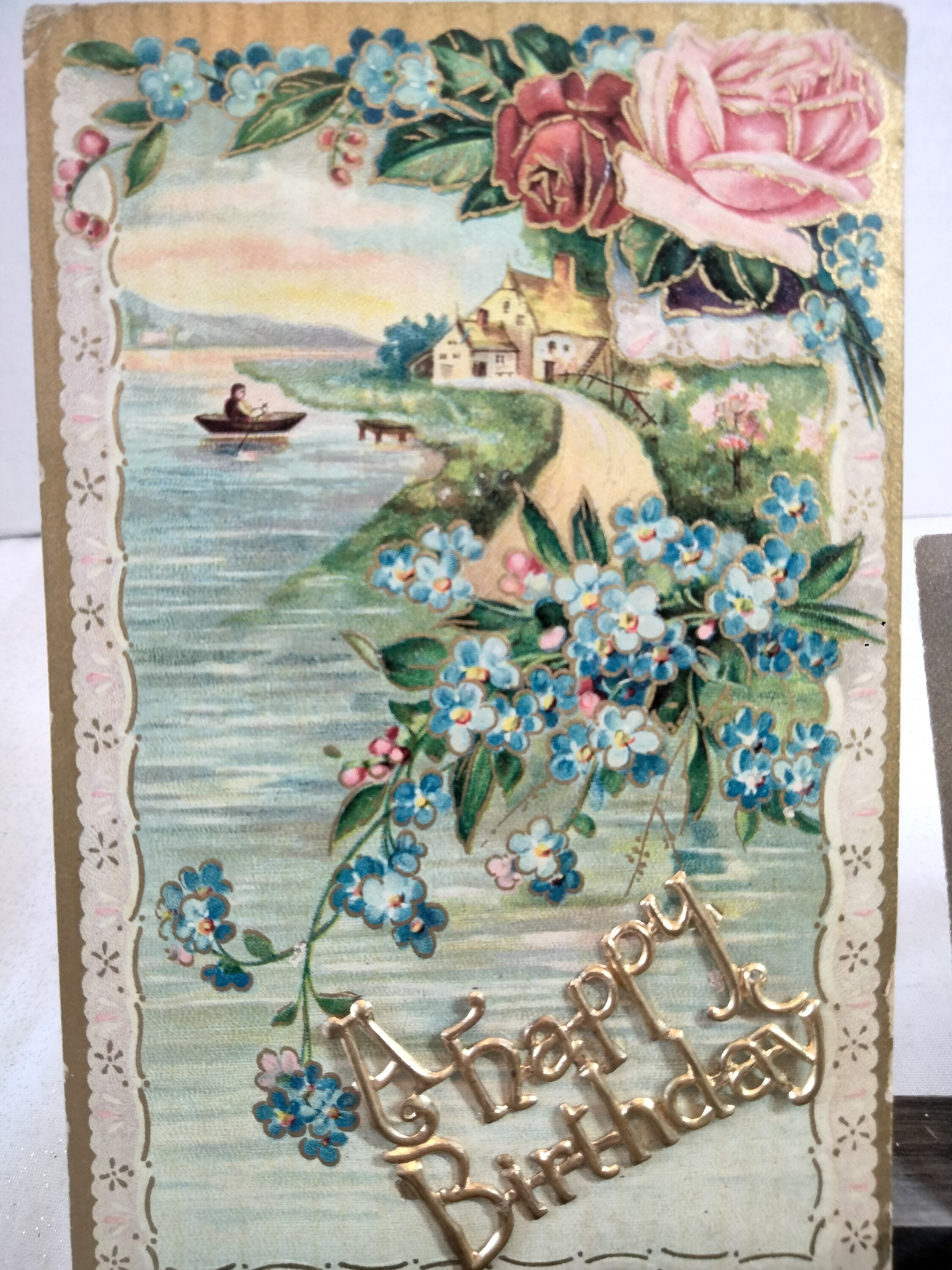 Vintage Birthday Postcards Floral Postcards Embellished - Etsy