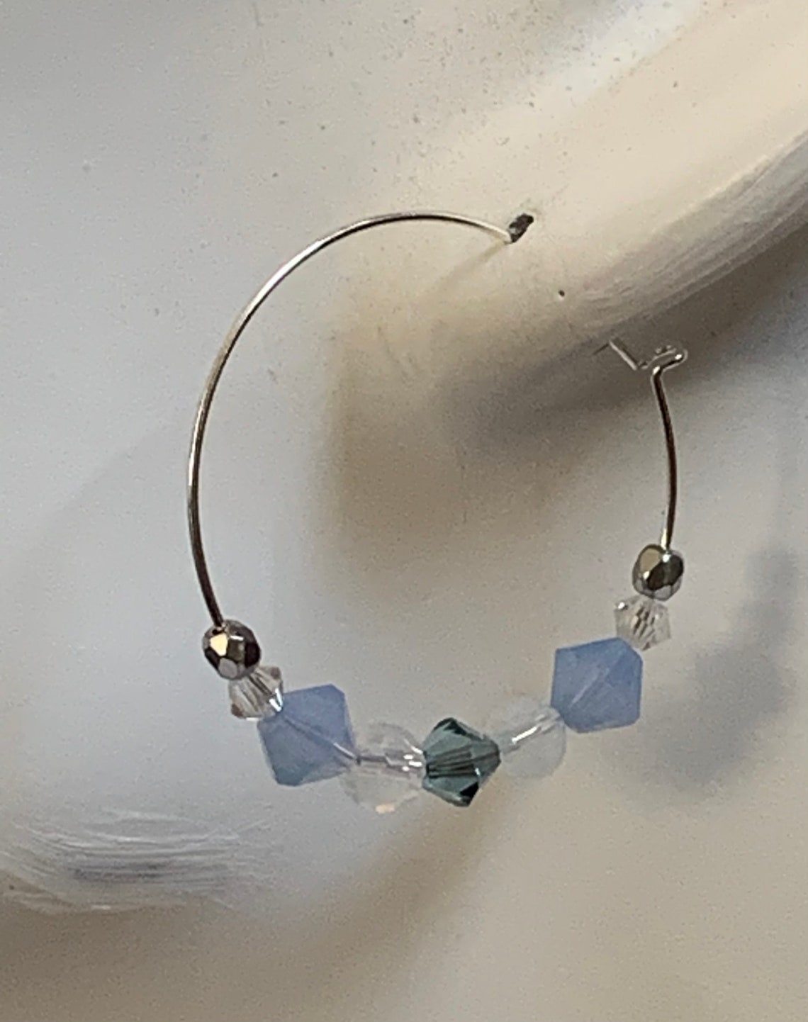 Snowflake, Blue, Crystal, Swarovski, Necklace, Hoop Earrings ...