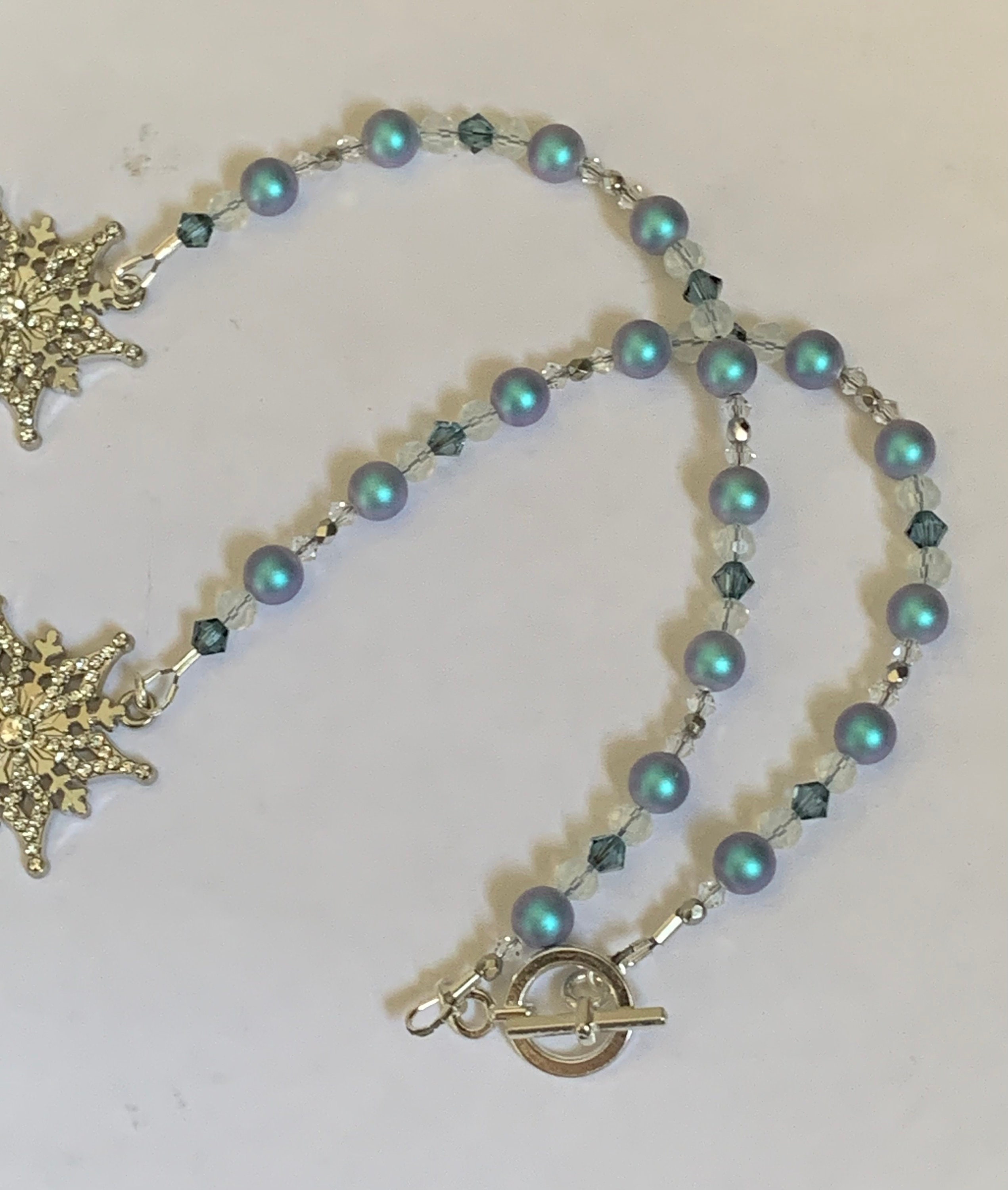 Snowflake, Blue, Crystal, Swarovski, Necklace, Hoop Earrings ...