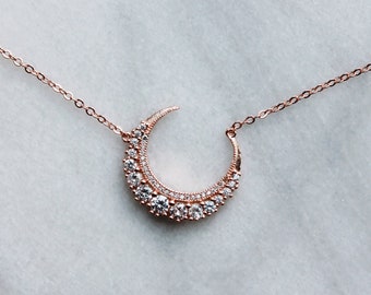 Rose Gold Moon Pendant - Etsy
