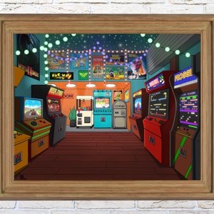 Bar-cade Arcade Physical Poster Print, 11x14, Illustration Wall Art ...