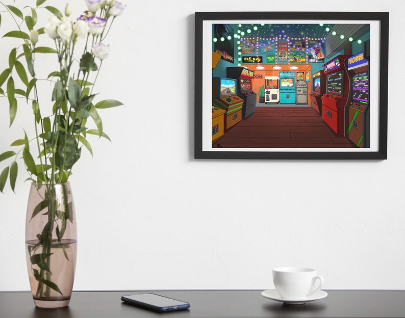 Bar-cade Arcade Physical Poster Print, 11x14, Illustration Wall Art ...