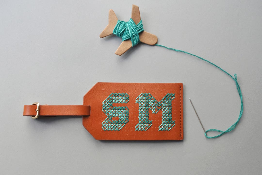 Stitch Your Own Design Leather Luggage Tag - Brown - Etsy