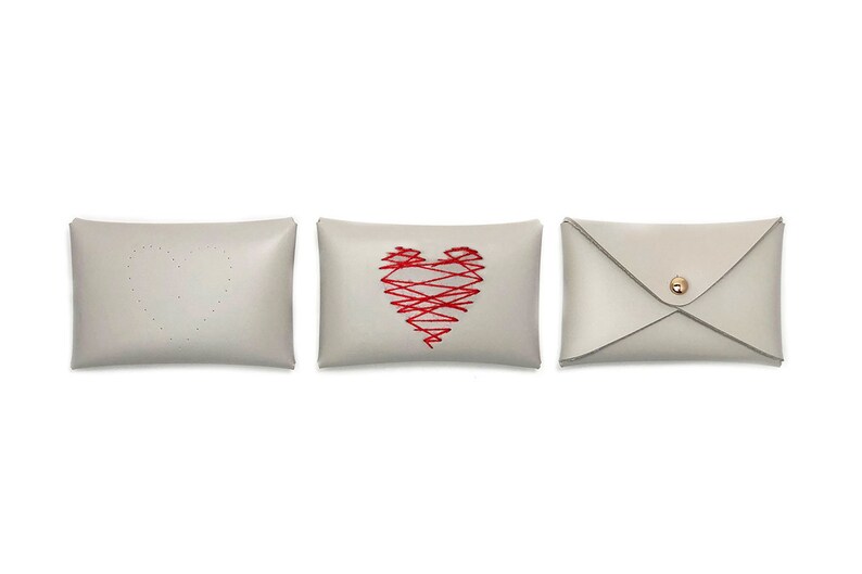 Stitch Heart Strings envelope purse DIY with needle & thread | Etsy