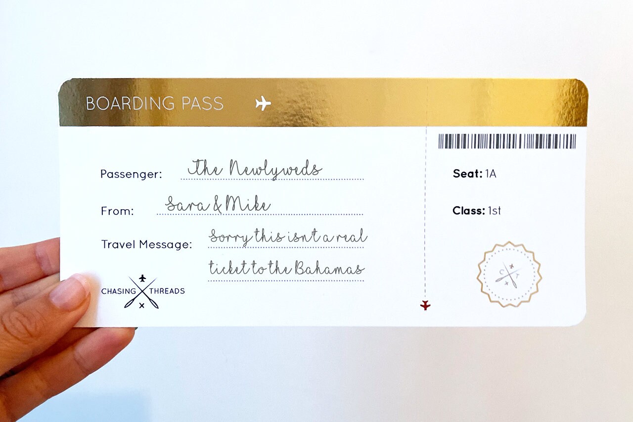 Boarding Pass Gift Card Personalised Ticket Style Card With - Etsy UK