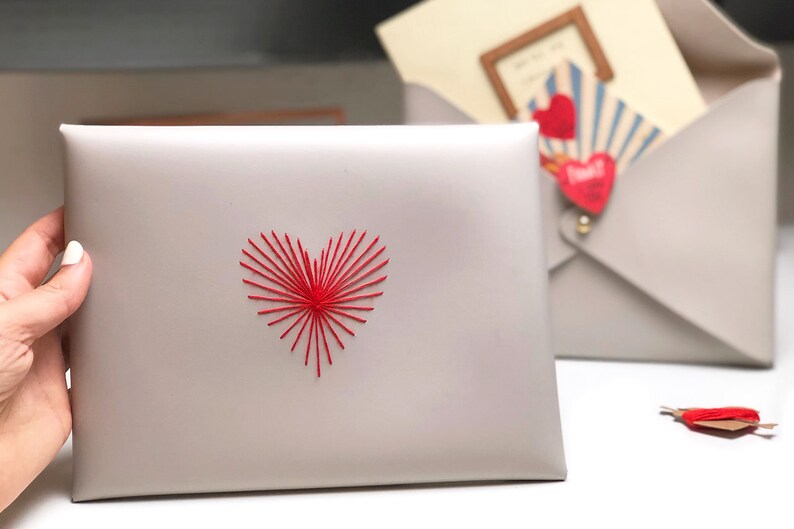 Stitch Heart Strings Envelope Pouch DIY With Needle & Thread - Etsy