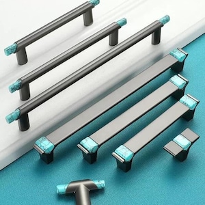 Turquoise and Silver Furniture Hardware - Etsy