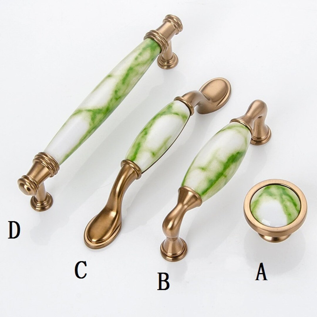Modern Green Marble Pattern Knobs Handles Ceramic Knobs Handle Kitchen ...