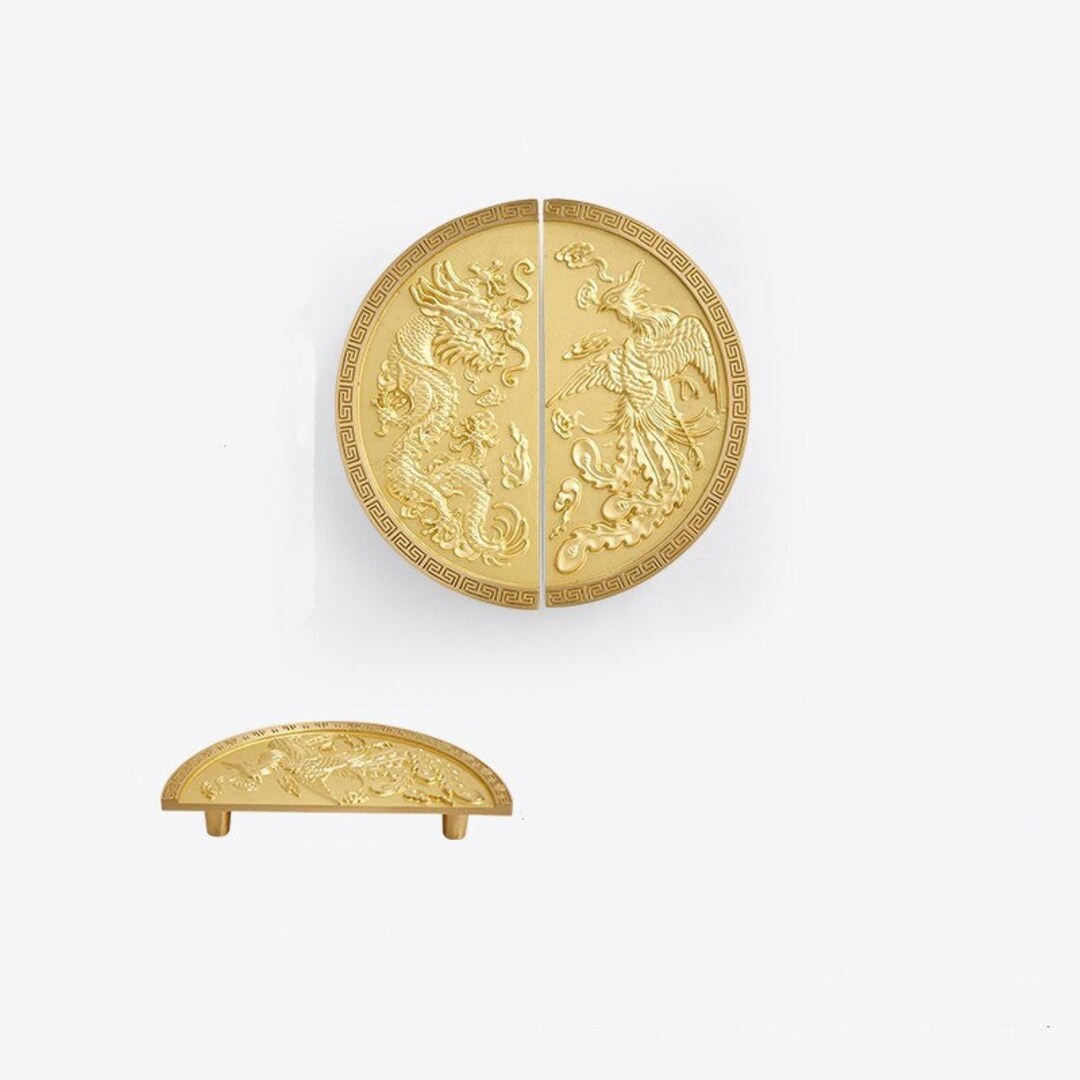 Brass Chinese Style Pulls Handles Cabinet Knobs Handles Semi-circular ...