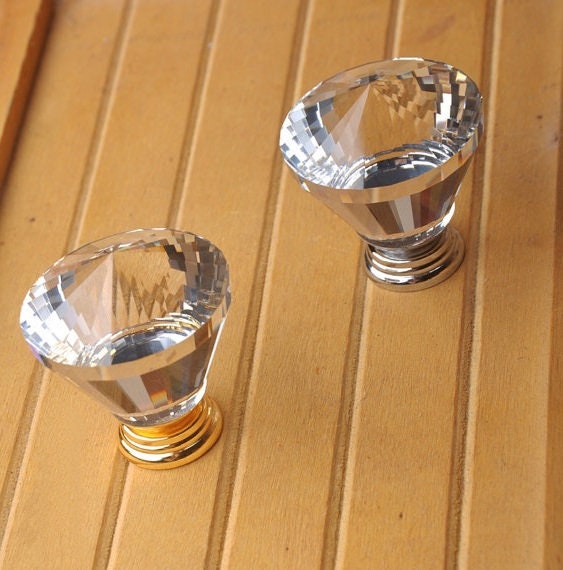 Gold Silver Crystal Glass Knobs Handles Dresser Knobs Handles | Etsy