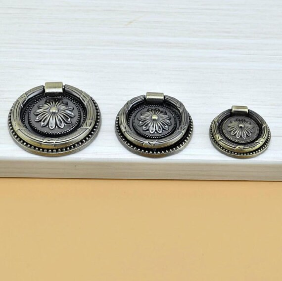 Large Drop Rings Pulls Knobs Drawer Knobs Pulls Retro Dresser - Etsy