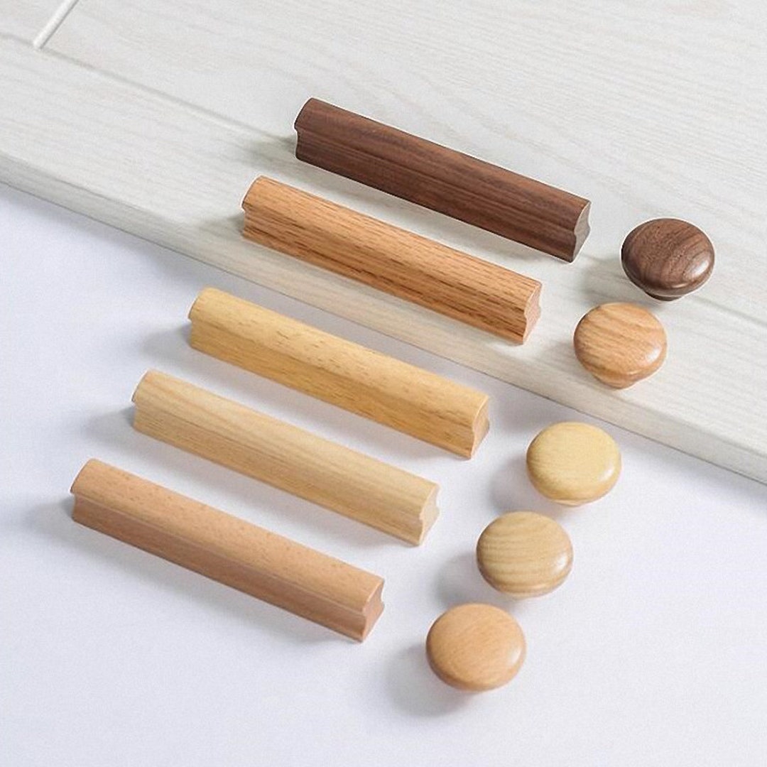 Solid Wood Knobs Pulls Handles Kitchen Modern Handles Cabinet Drawer Handles Knobs Wardrobe ...