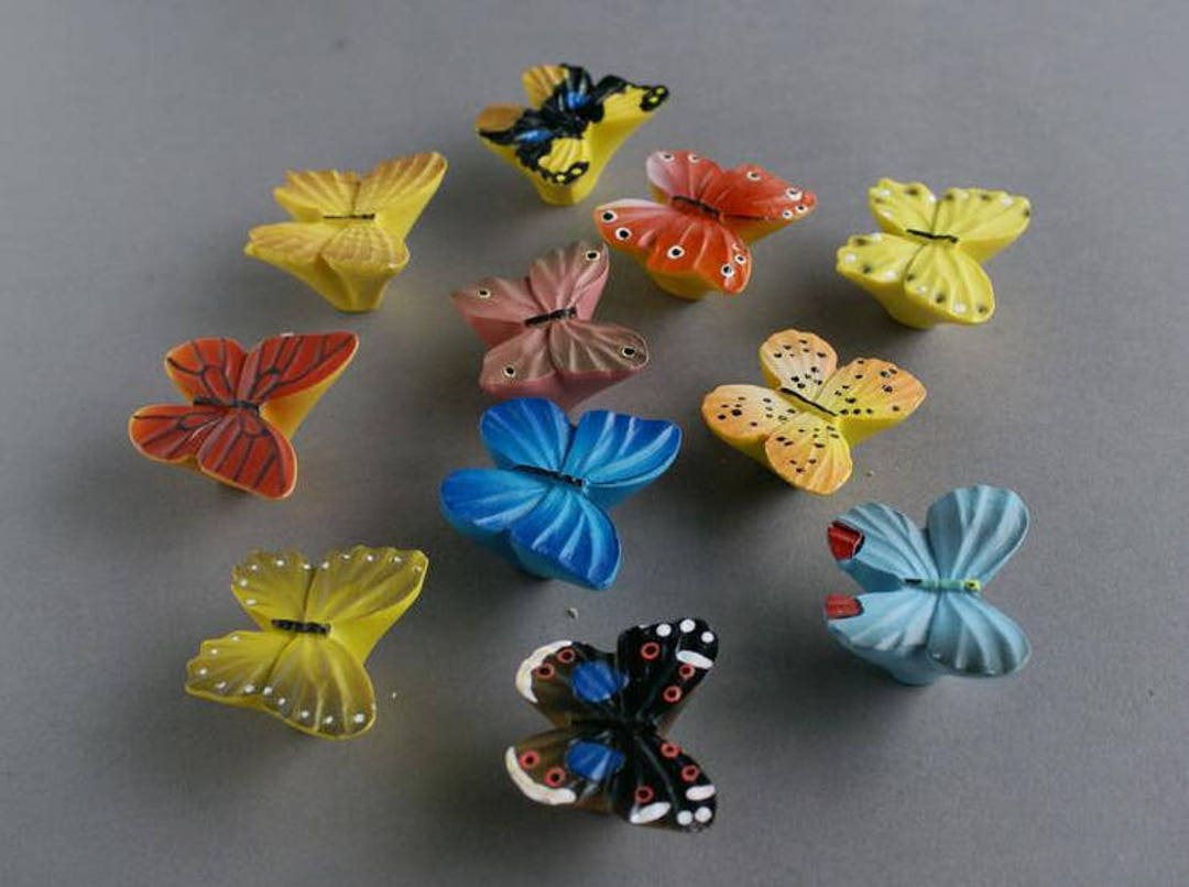 Shabby Chic Resin Butterflies Knobs Dresser Knobs / Kids Drawer Knobs Pulls Handles Unique ...