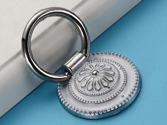 Silver White Drawer Knobs Pulls Drop Rings Pulls Handles | Etsy