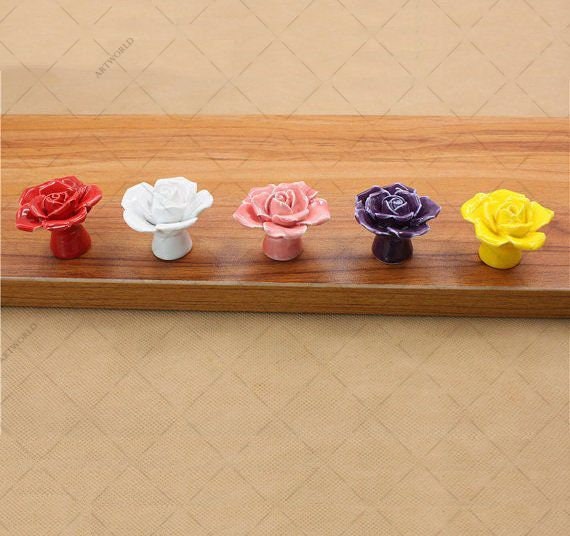 Rose Flower Ceramic Knobs Handles/ Dresser Knobs Pulls Drawer | Etsy