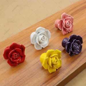Rose Flower Ceramic Knobs Handles/ Dresser Knobs Pulls Drawer Knobs ...