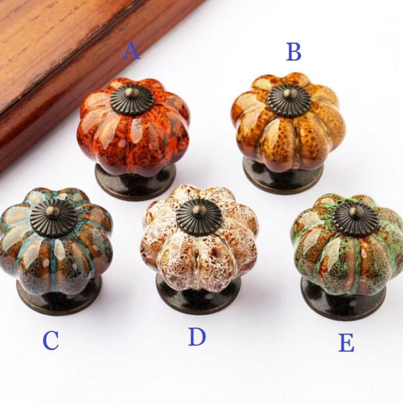 Ceramic Pumpkin Knobs Dresser Knob / Antique Bronze Drawer - Etsy