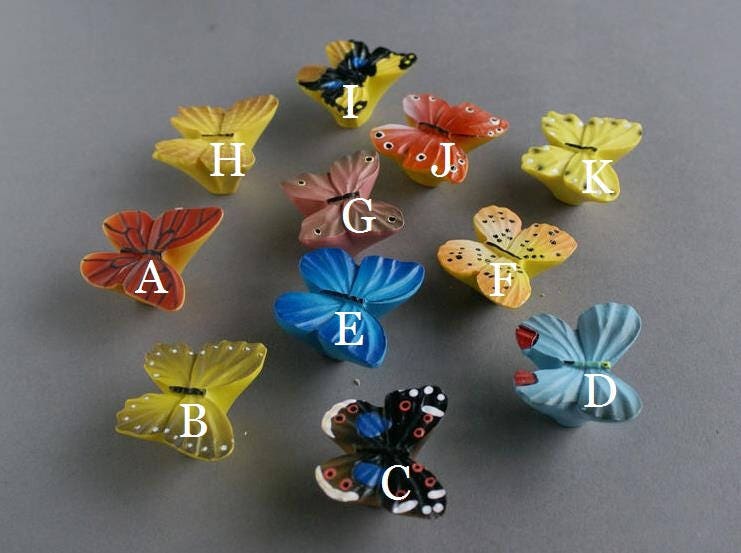Shabby Chic Resin Butterflies Knobs Dresser Knobs / Kids - Etsy