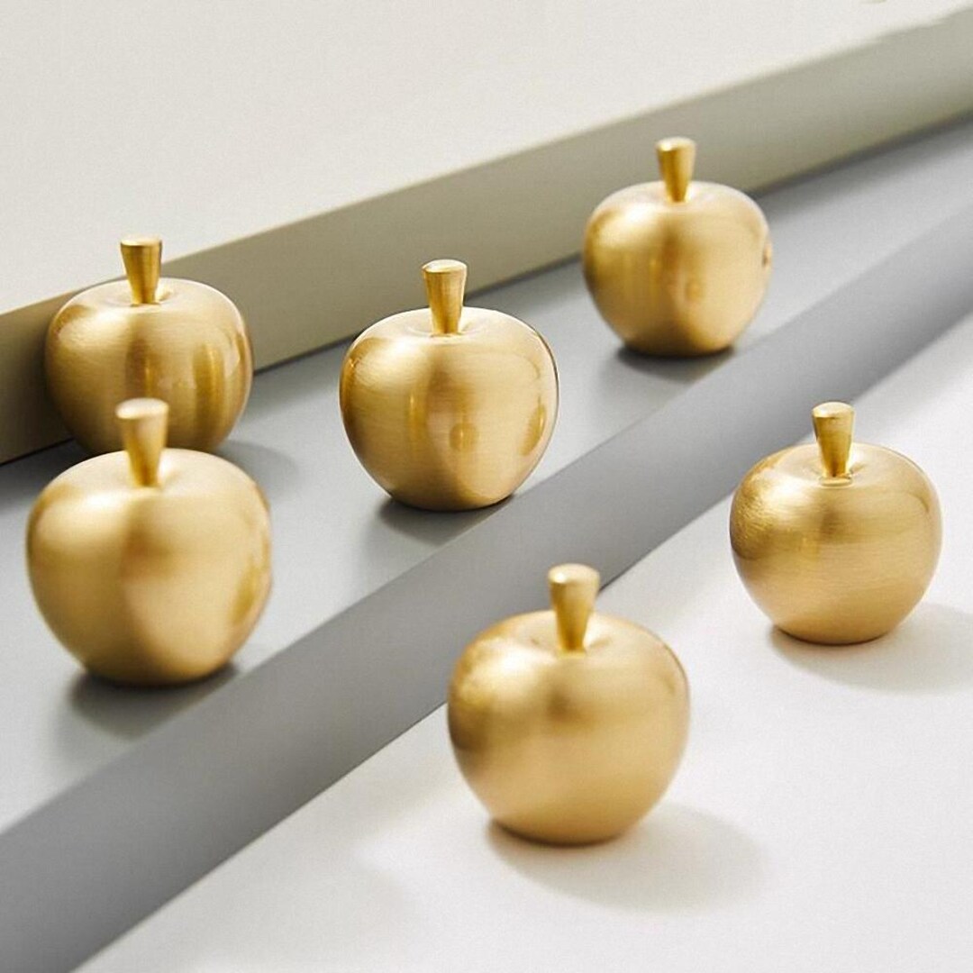 Brass Knobs Pulls Handles Drawer Knobs Handles Creative Apple Knobs ...