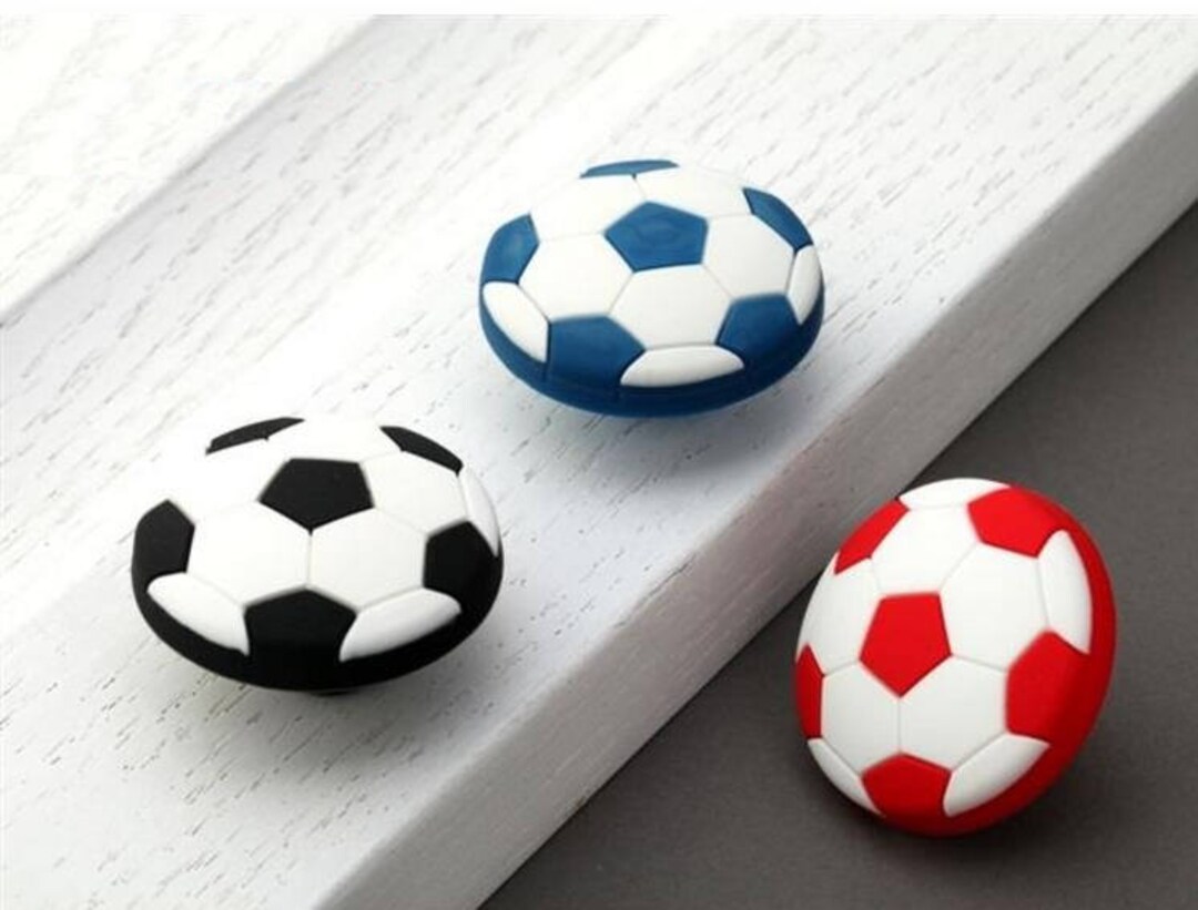 Kids Dresser Drawer Knobs Pulls Handles Football Soccer Black Blue ...