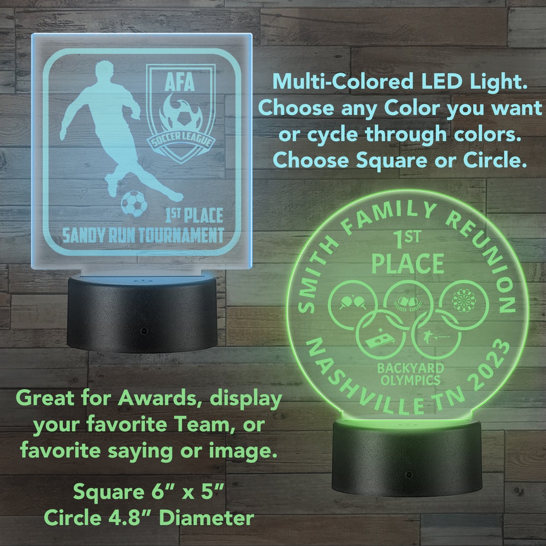 Trophy and Award Custom Laser Engraved LED Light Sign, Night Light ...