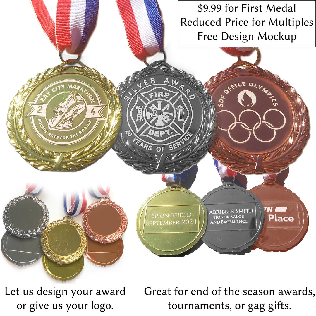 Award Medals Custom Personalized - Etched Design for Tournaments and ...