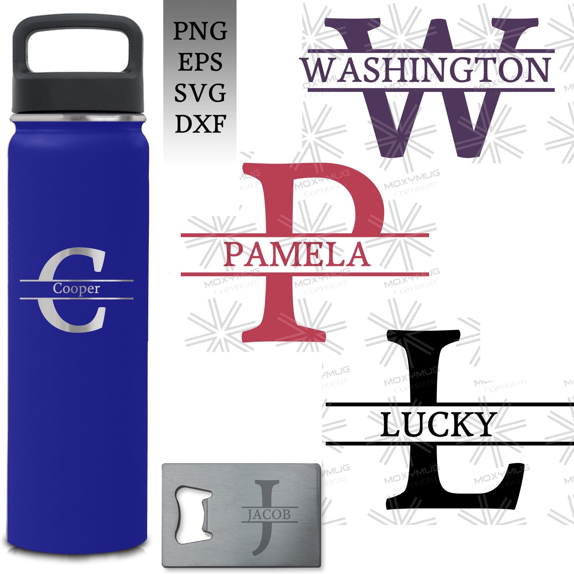 Monogram Serif Alphabet 26 SVG DXF PNG Split Monogram Frame - Etsy