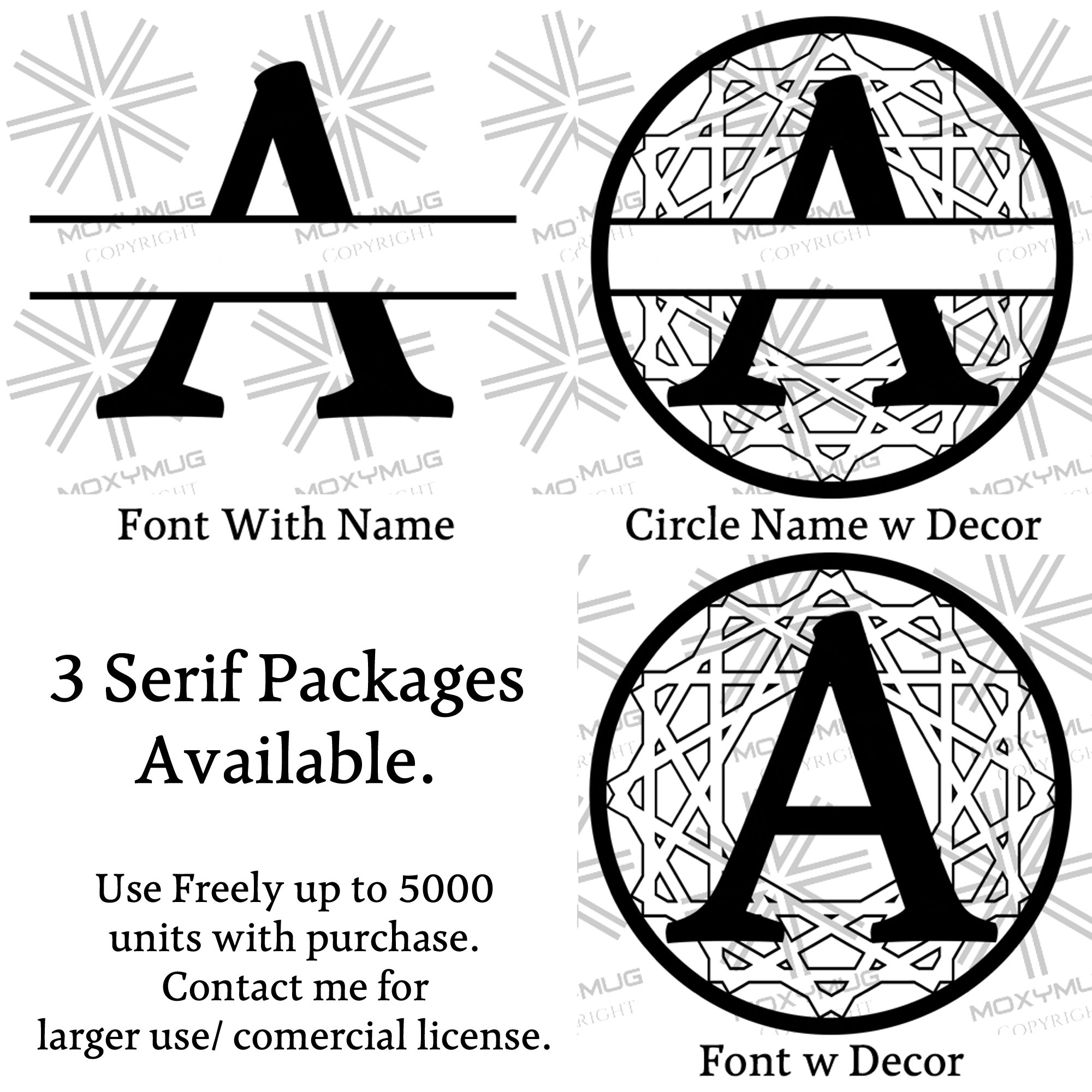 Monogram Serif Alphabet 26 SVG DXF PNG Split Monogram Frame - Etsy