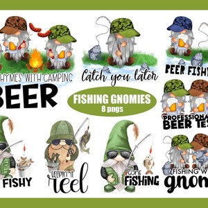 Fishing Gnomes Bundle Digital Sublimation Illustration, PNG, Jpg ...